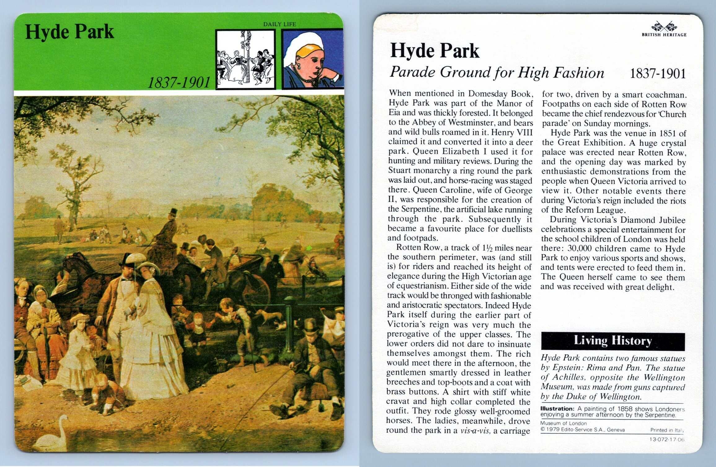 Hyde Park - Daily Life - British Heritage Edito-Service SA 1979 Card
