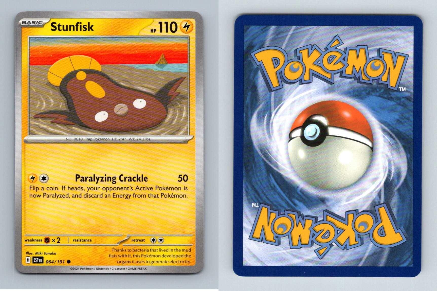 Stunfisk #64/191 SV Surging Sparks 2024 Common Pokemon TCG Card