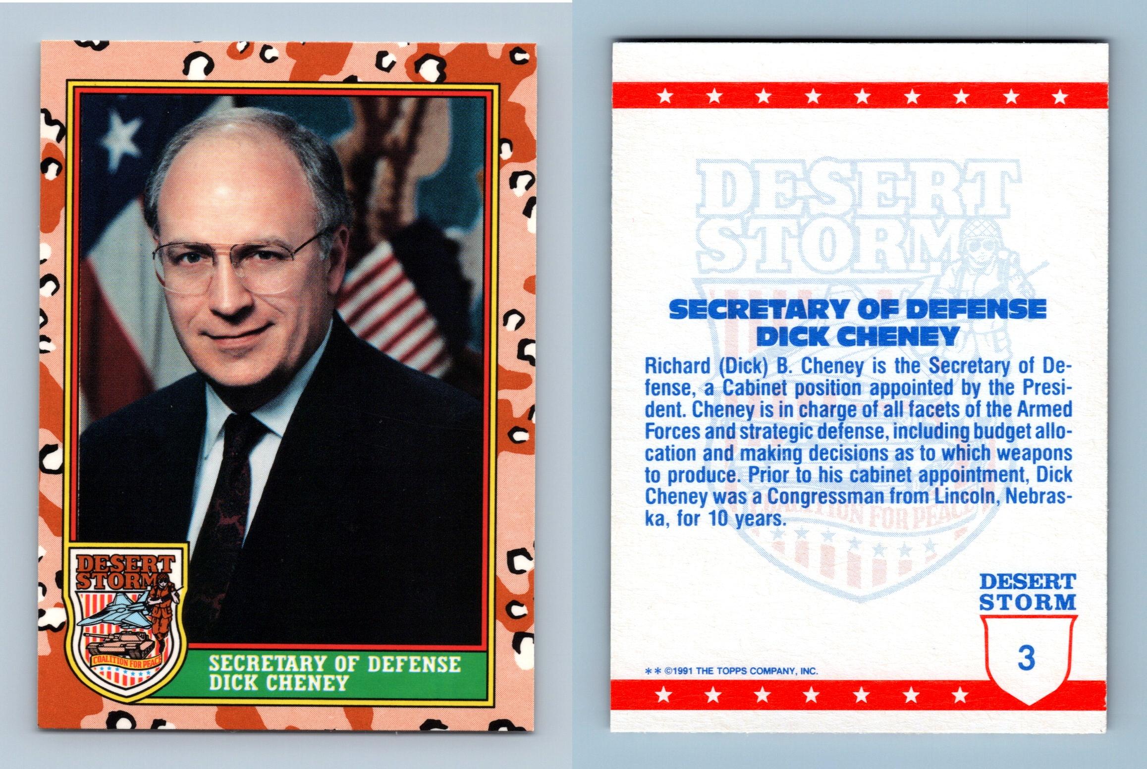 Secretary Of Defense Dick Cheney #3 Desert Storm 1991 Topps (Uk ...