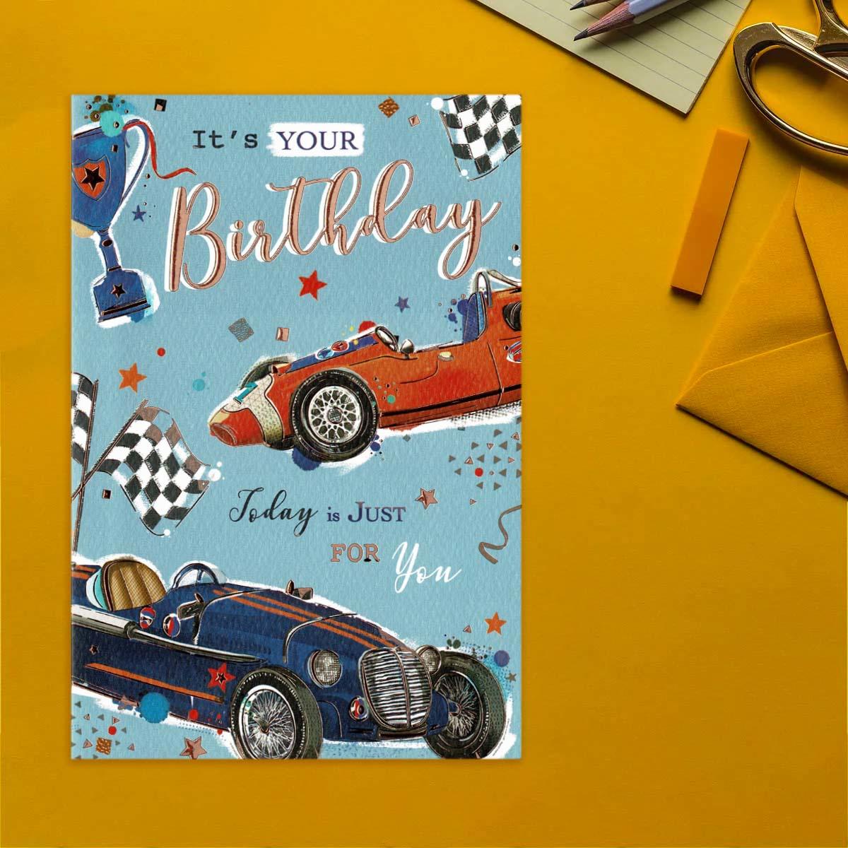 Signature - Happy Birthday Racing Cars Card