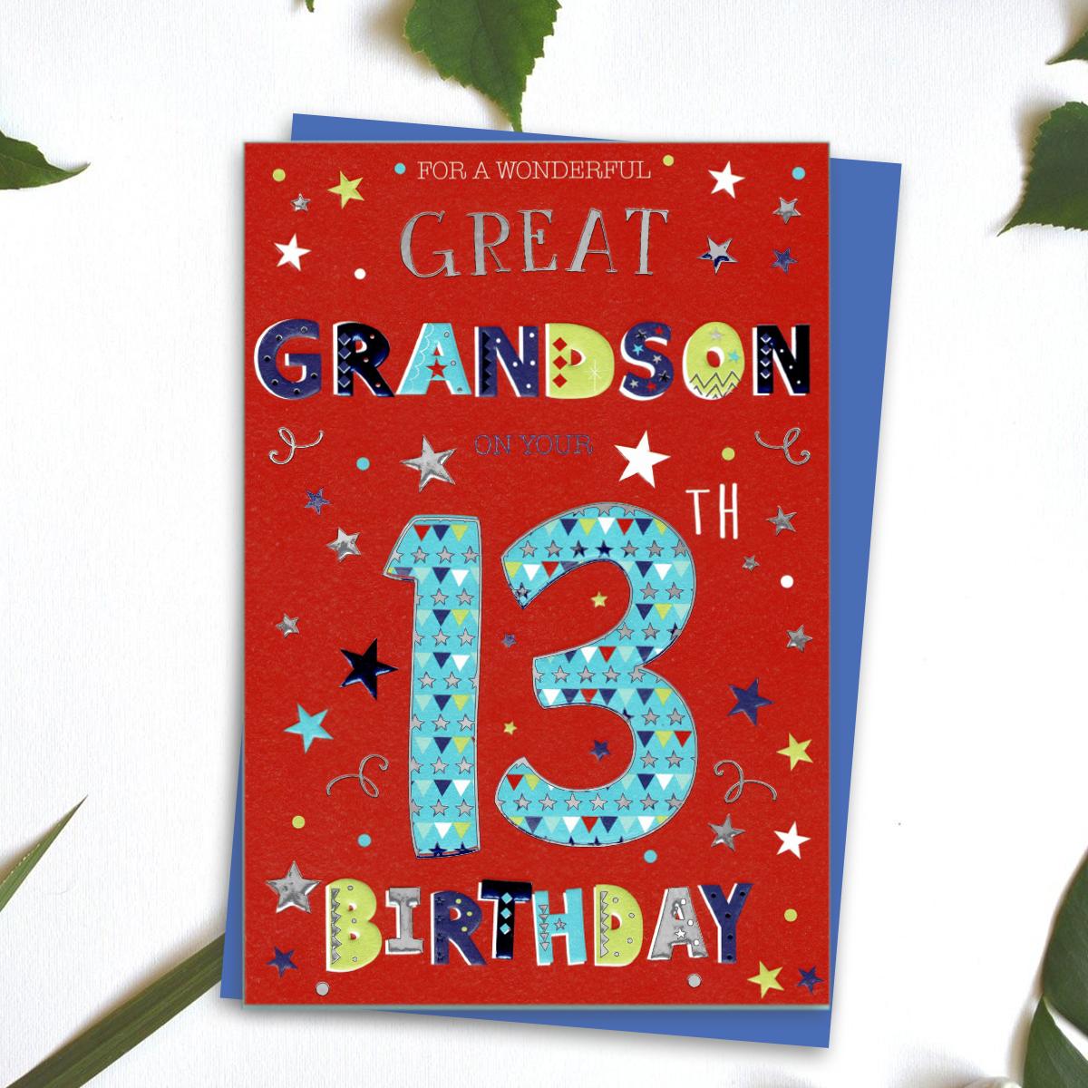 Wonderful Great Grandson Age 13 Birthday Card Wonderful Great Grandson Age 13 Birthday Card