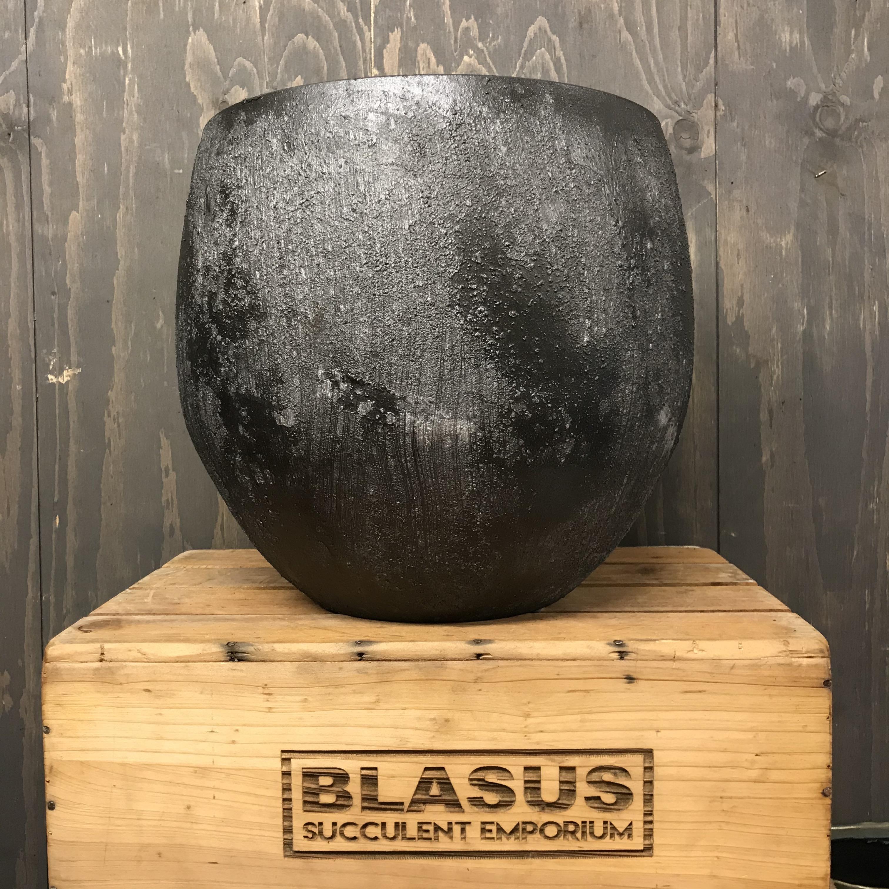 Charcoal black textured pot