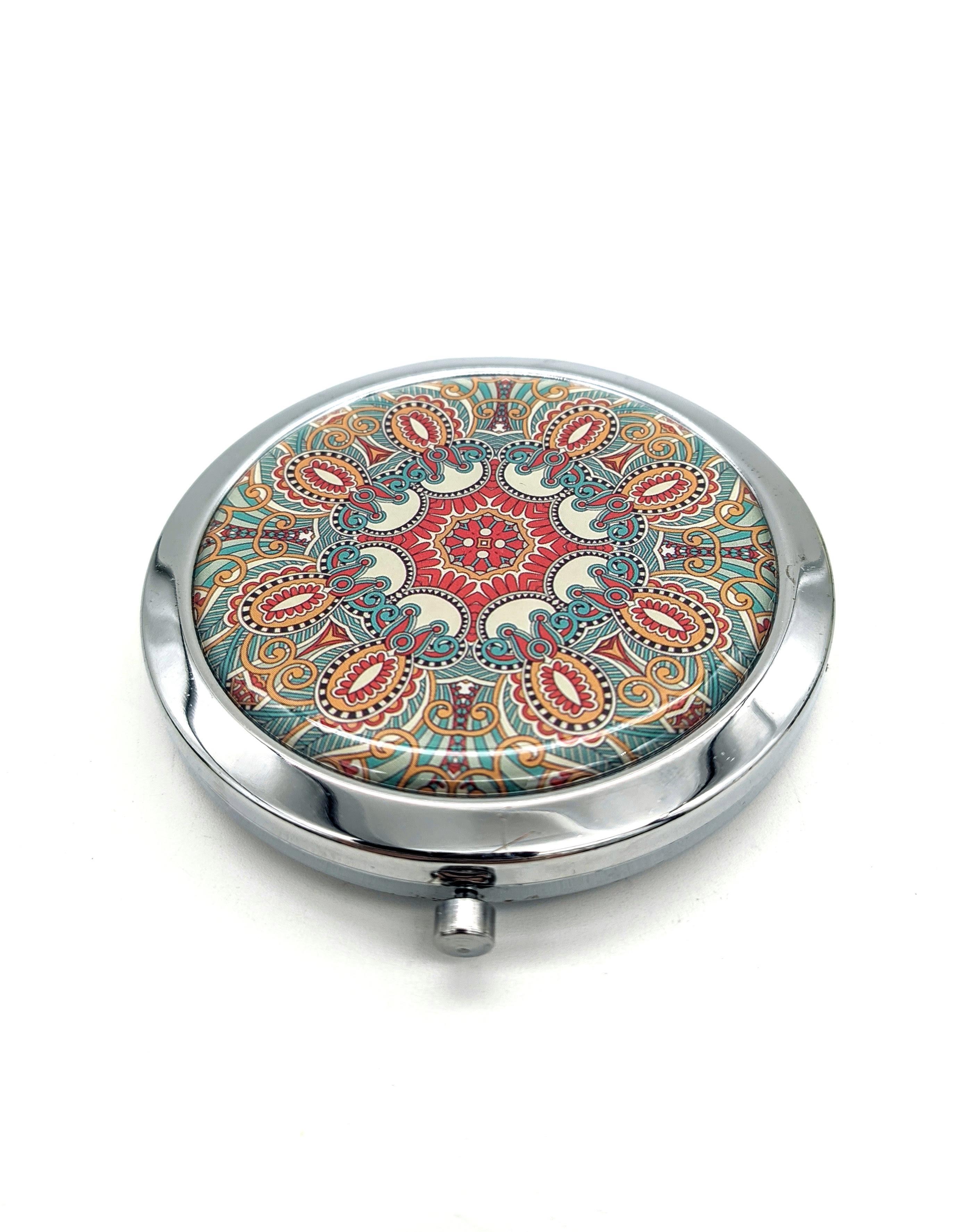 Blue and Orange Mandala Compact Mirror