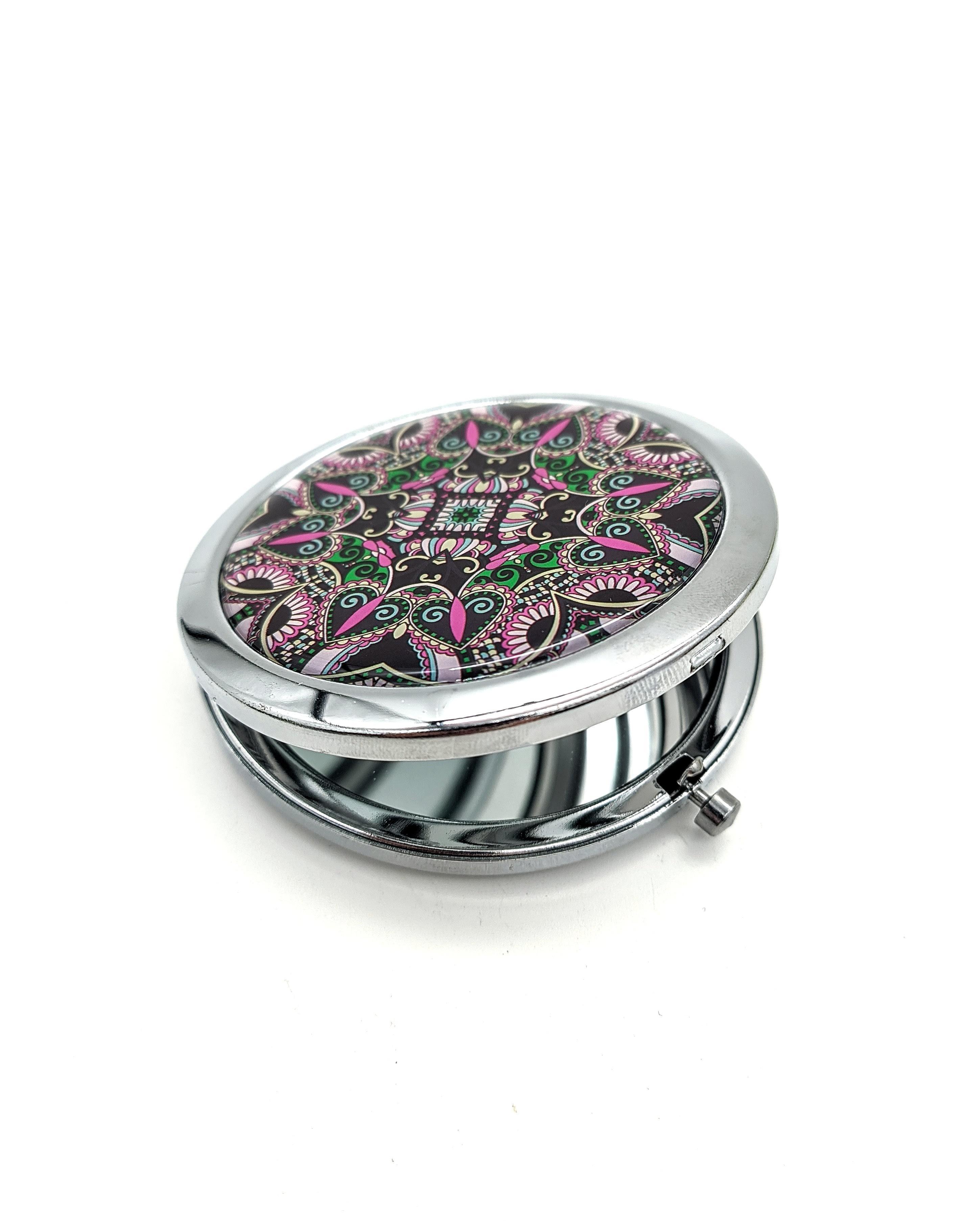 Pink and Green Mandala Compact Mirror