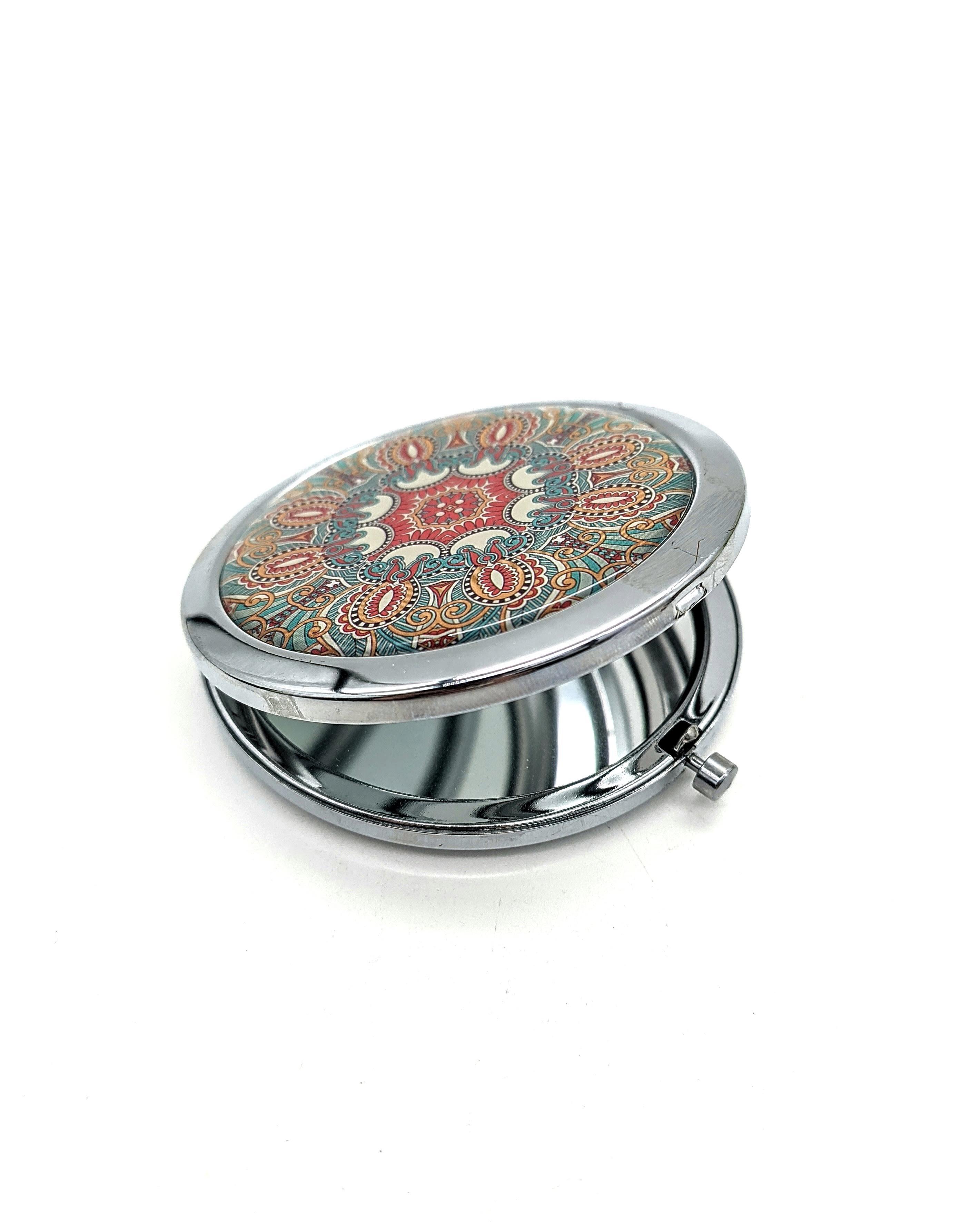 Blue and Orange Mandala Compact Mirror
