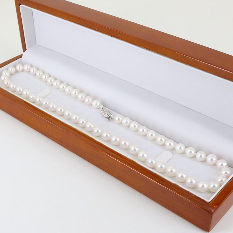 Hanadama Japanese Akoya Pearl Necklace 7-7.5mm With 14K White Gold