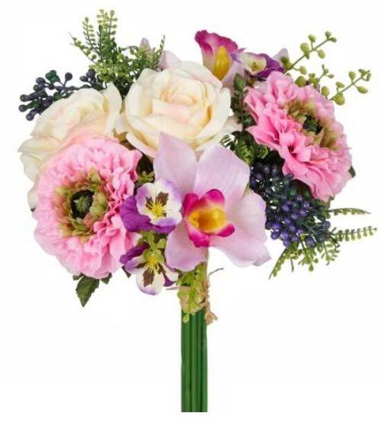 25cm Pink Roses Bundle - Artificial Flowers