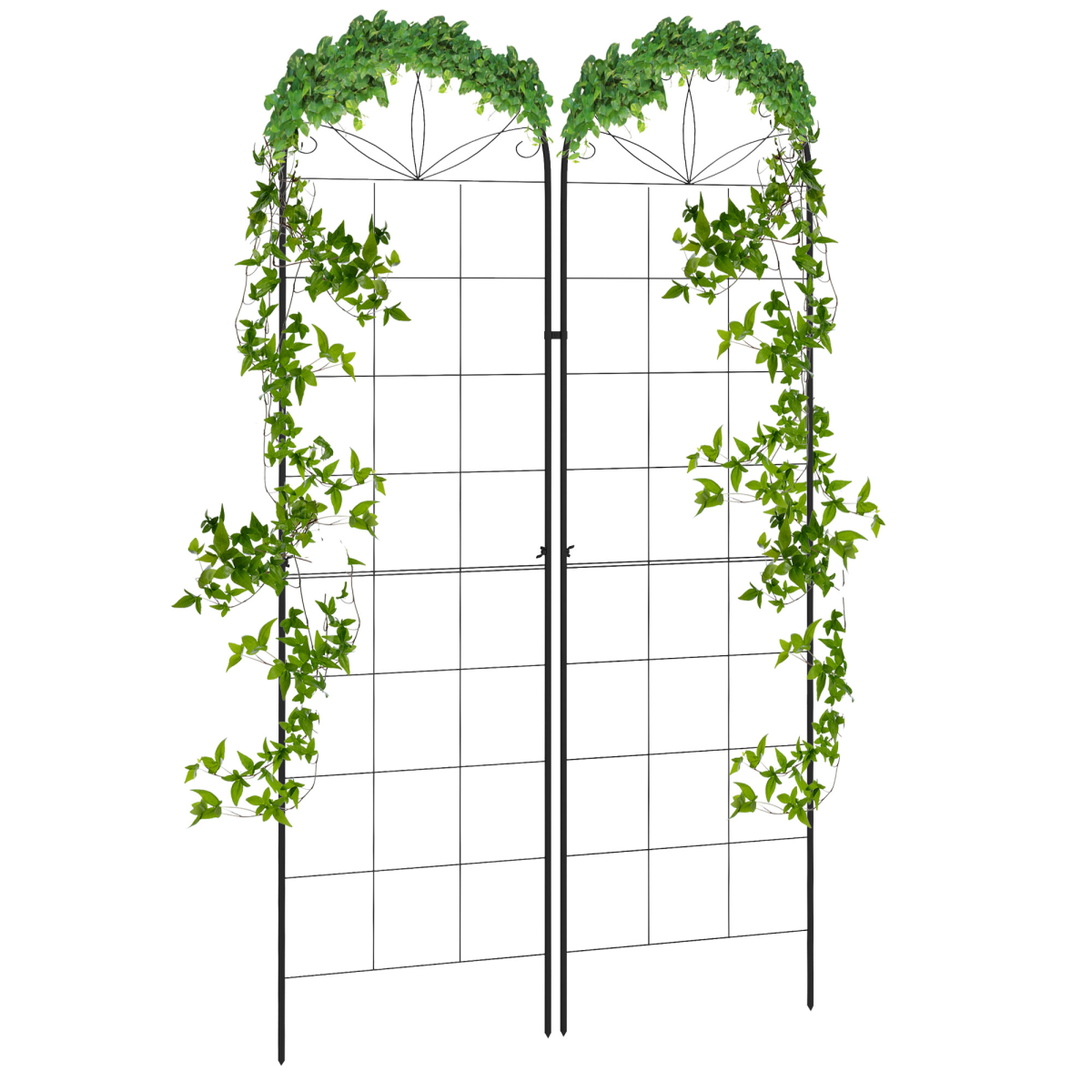 Outsunny Set of 2 Metal Trellis for Climbing Plants, Grid Design