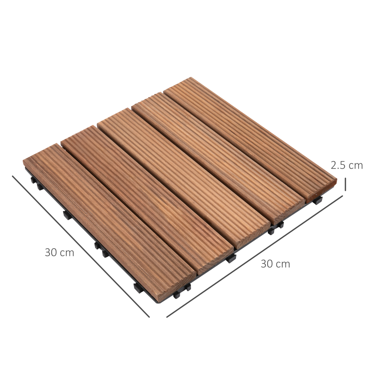 27 Pcs Floor Tiles Interlocking Solid Wood DIY Deck Tiles