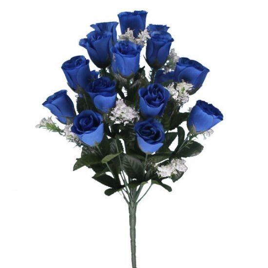 Artificial Blue Rosebud Flower Bouquet