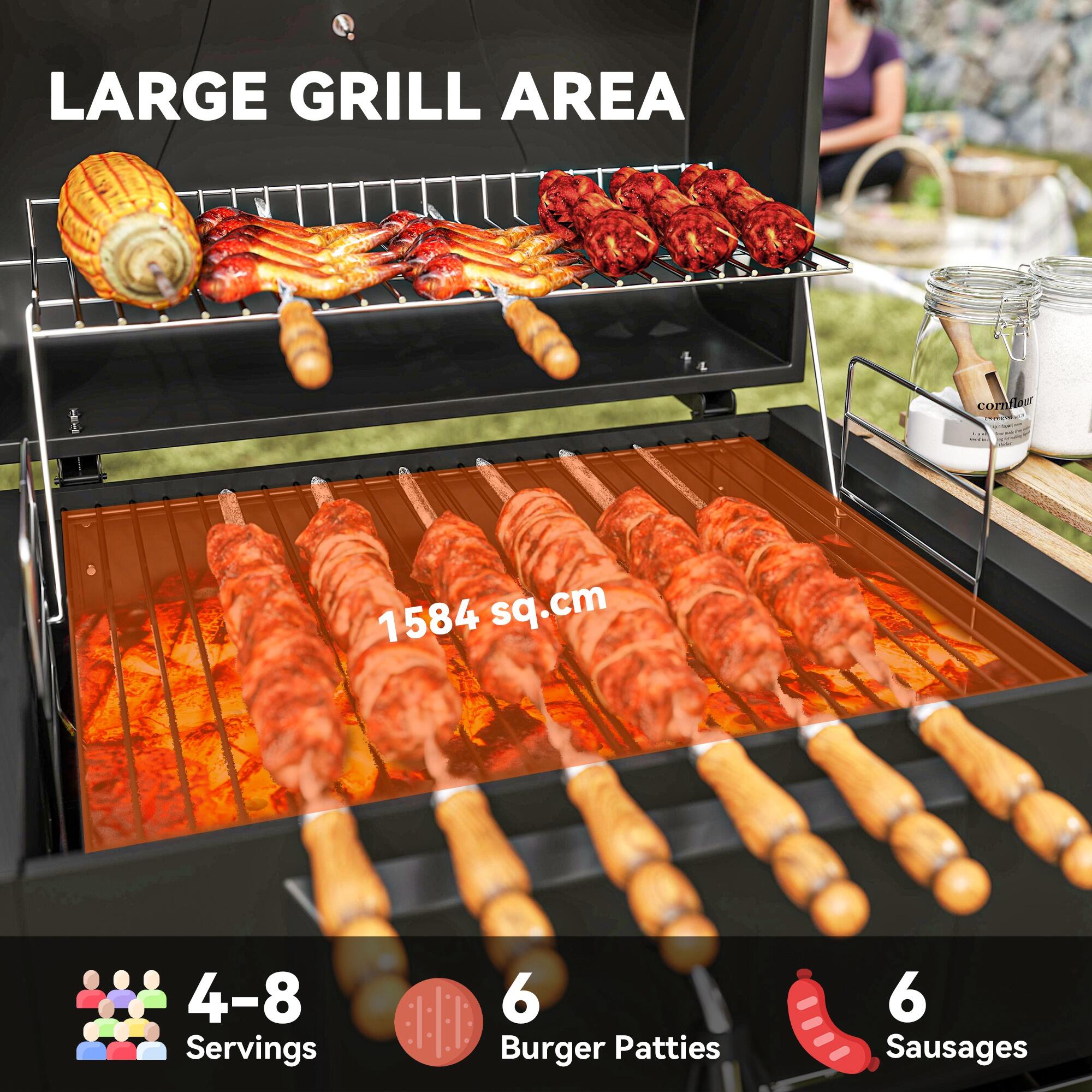 Charcoal BBQ Grill with Warming Rack 3 Shelves