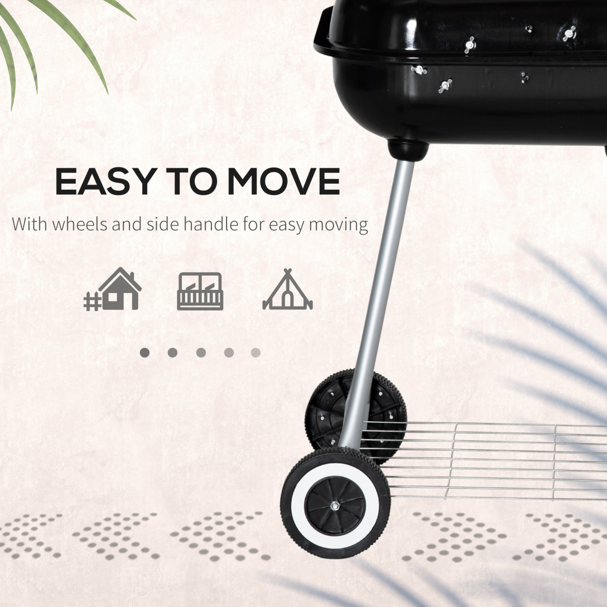 BBQ Charcoal Smoker Grill Trolley & Utensils