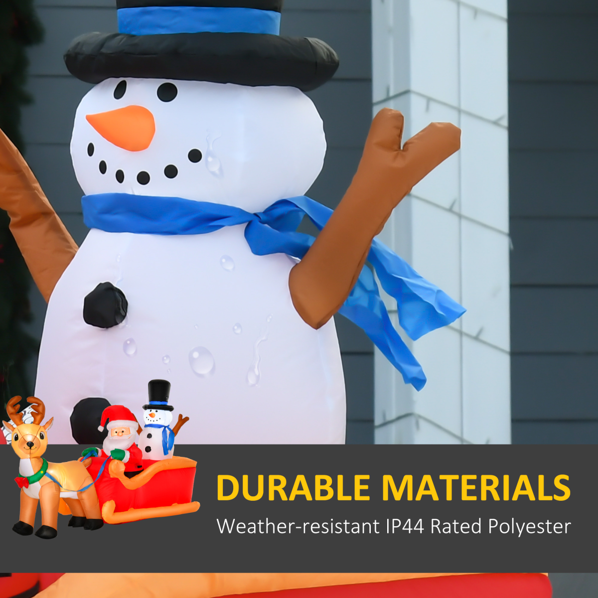 4ft Christmas Inflatable Santa Claus on Sleigh Deer LED Lighted Indoor ...