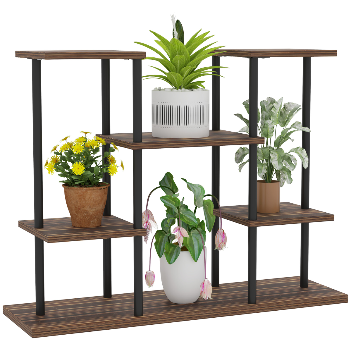 Outsunny 4 Tiered Metal Flower Shelf Display Rack