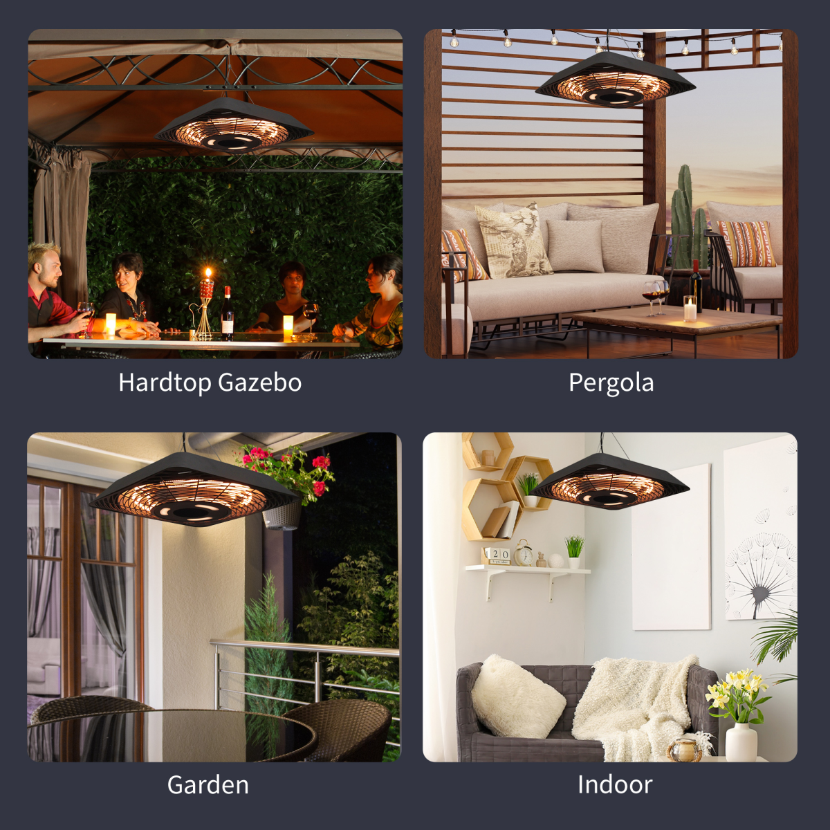 2000W Patio Electric Hanging Ceiling Heater Halogen