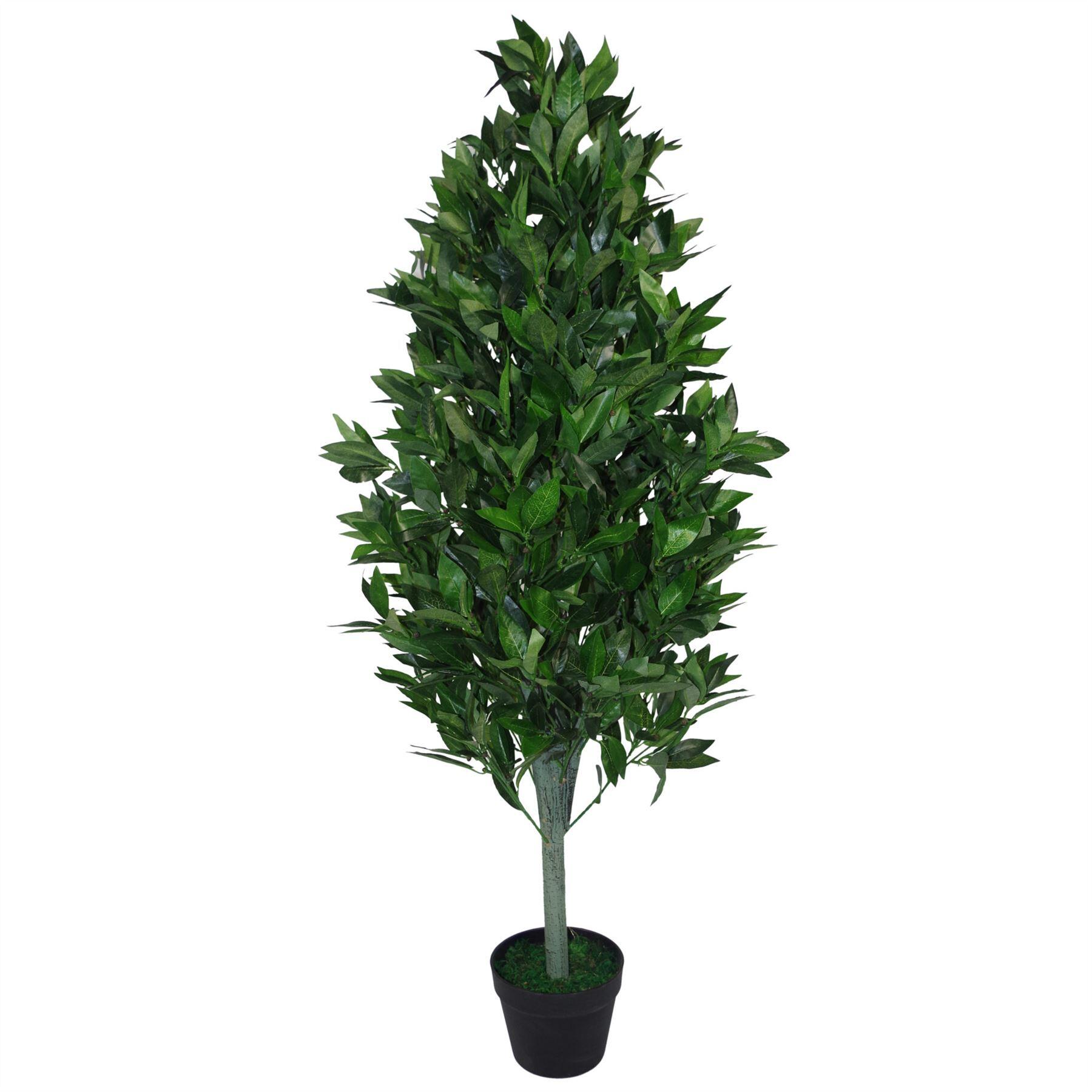 Pair of 120cm (4ft) Artificial Topiary Bay Trees Pyramid Cones - Extra ...