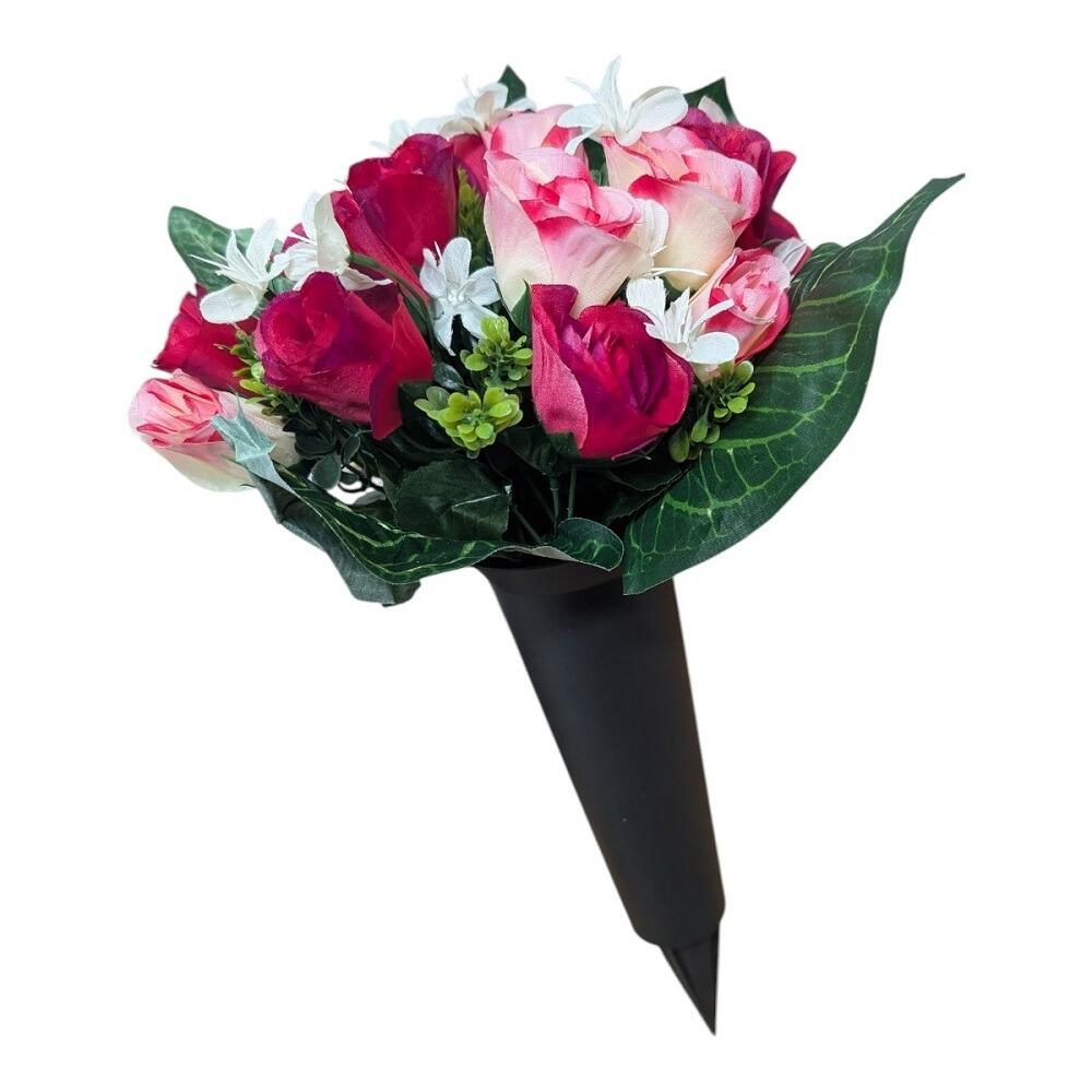 Artificial Grave Spike with Rose Flowers