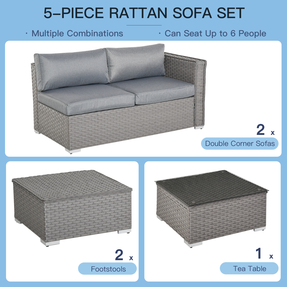 Garden Rattan Wicker Corner Sofa Set