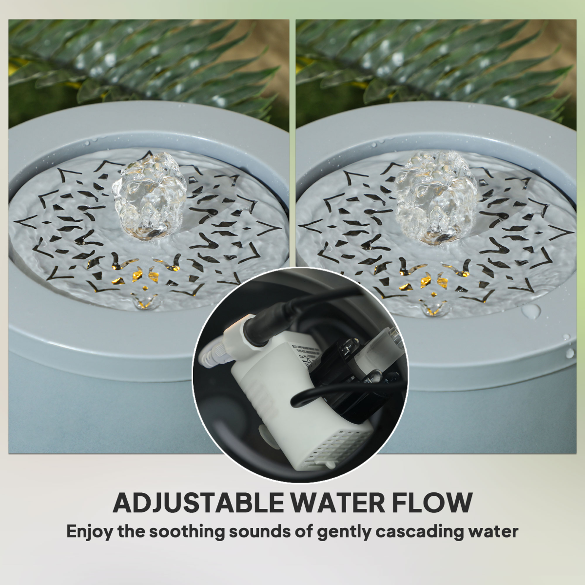 Outdoor Waterfall Fountain Water Feature with LED