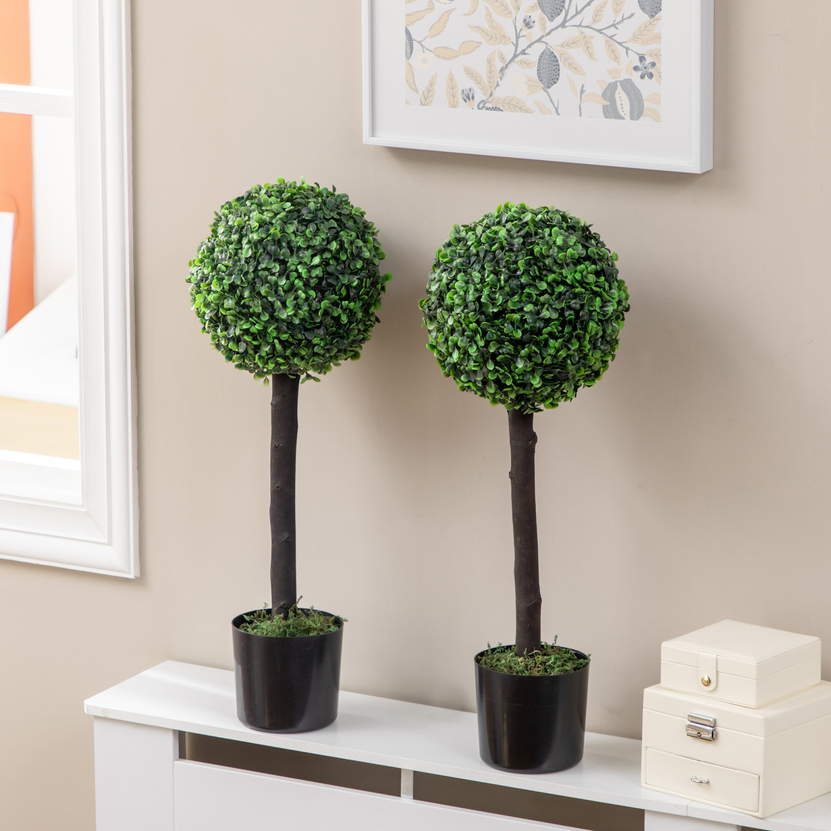 2 Potted Artificial Plants Boxwood Ball Trees 60cm