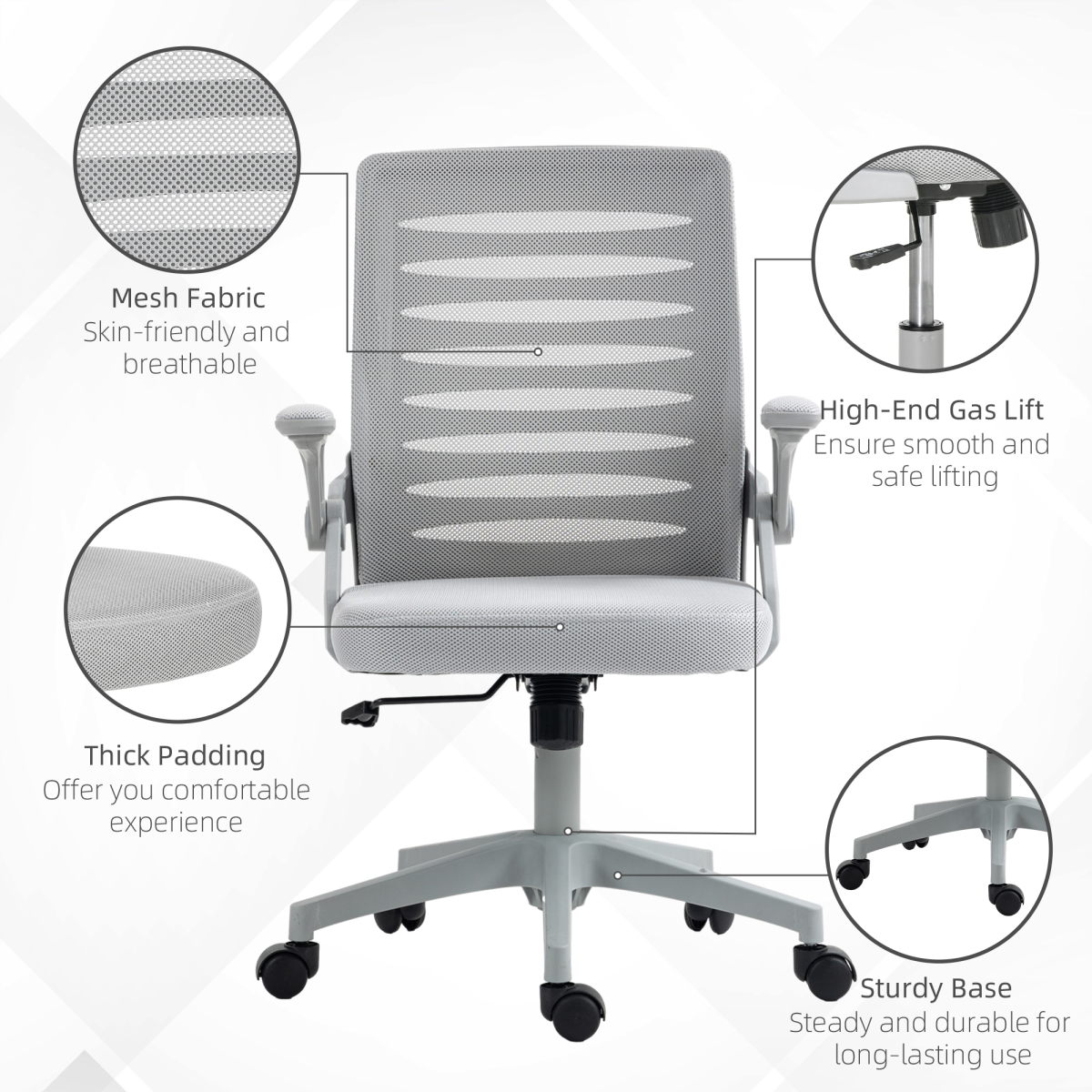 Mesh Office Chair Home Swivel Task Chair Grey