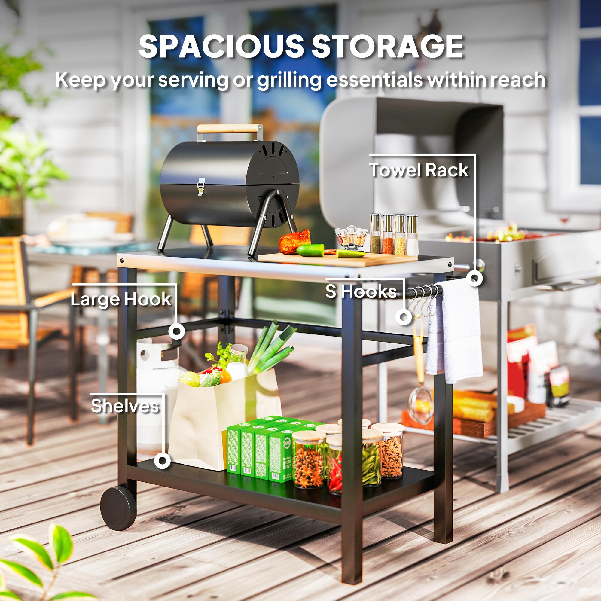 BBQ Table with Shelf, Outdoor Kitchen, Charcoal Grey