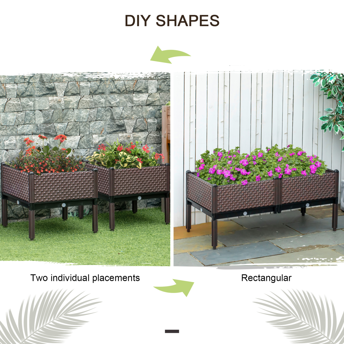 Outsunny Set of 2 Raised Garden Bed Elevated Planter Box for Flower ...
