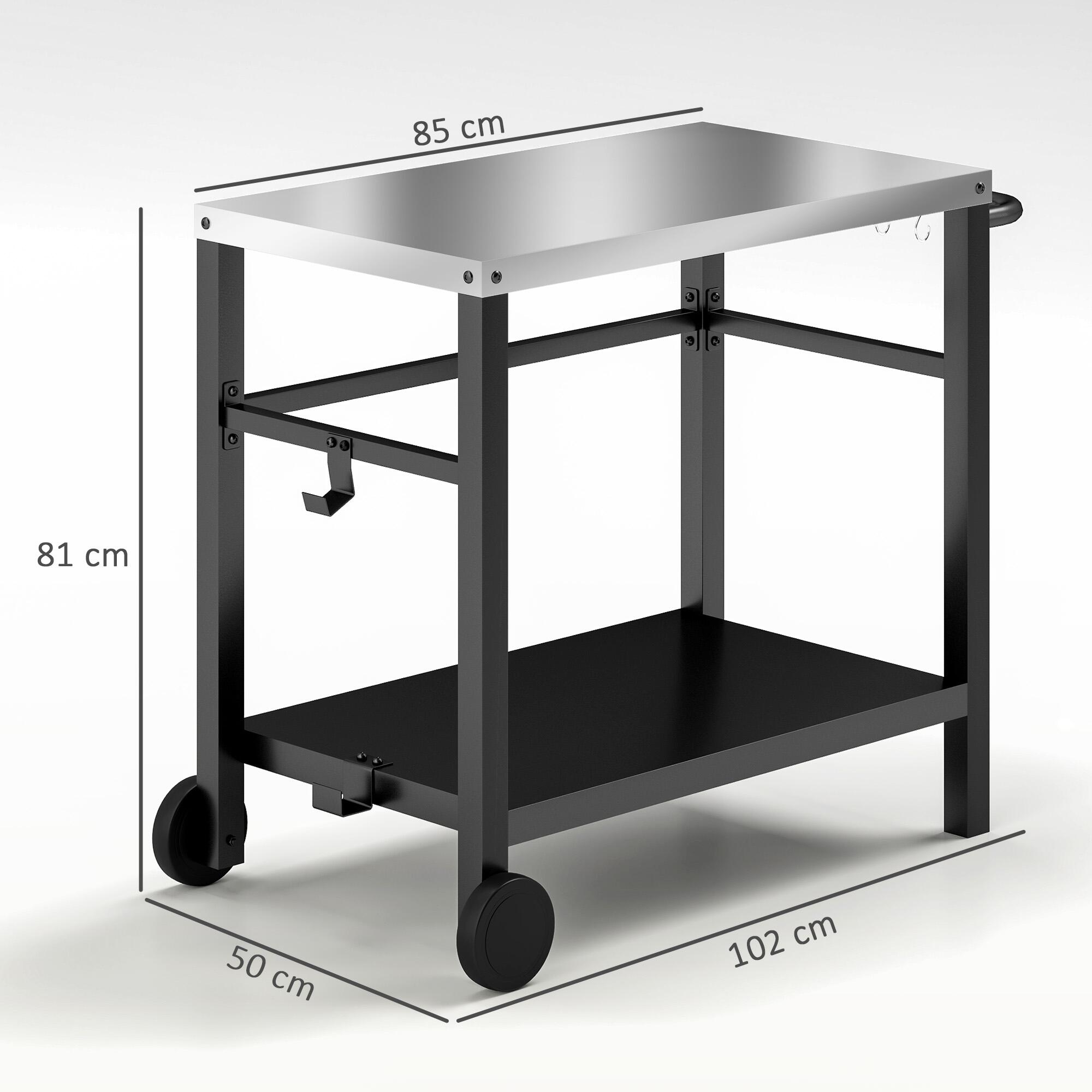 BBQ Table with Shelf, Outdoor Kitchen, Charcoal Grey