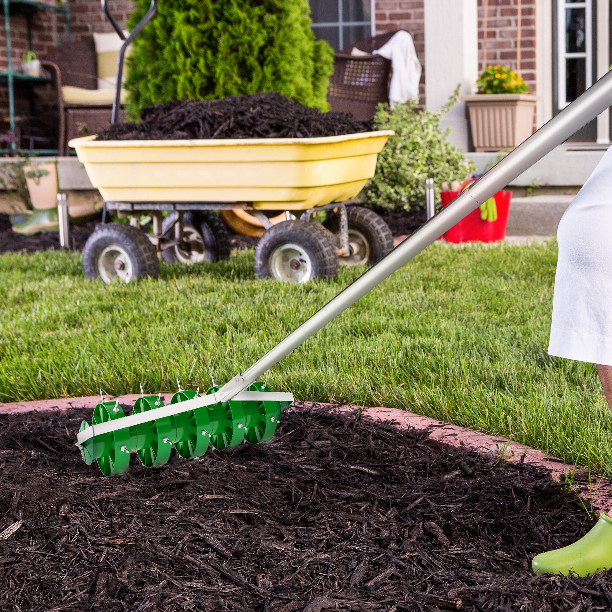 Grass Spike Roller, Soil Aerator 3 Piece Handle