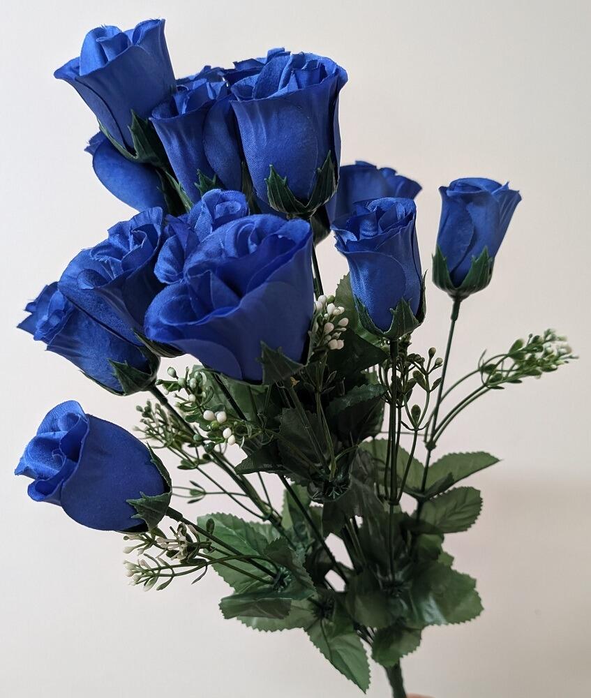 Artificial Blue Rosebud Flower Bouquet