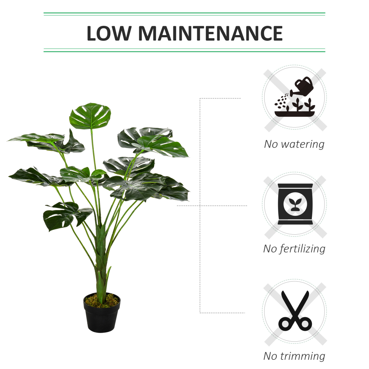 Artificial Monstera Tree 13 Leaves & Nursery Pot, Fake Tropical Palm ...