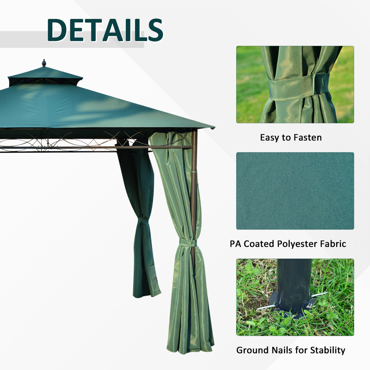 3m Metal Garden Gazebo with Sidewalls