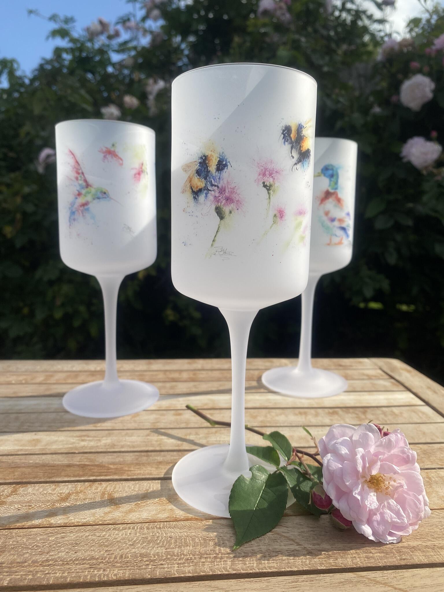 Wine Glasses | Wildlife Art Designs | Sandi Mower Watercolours