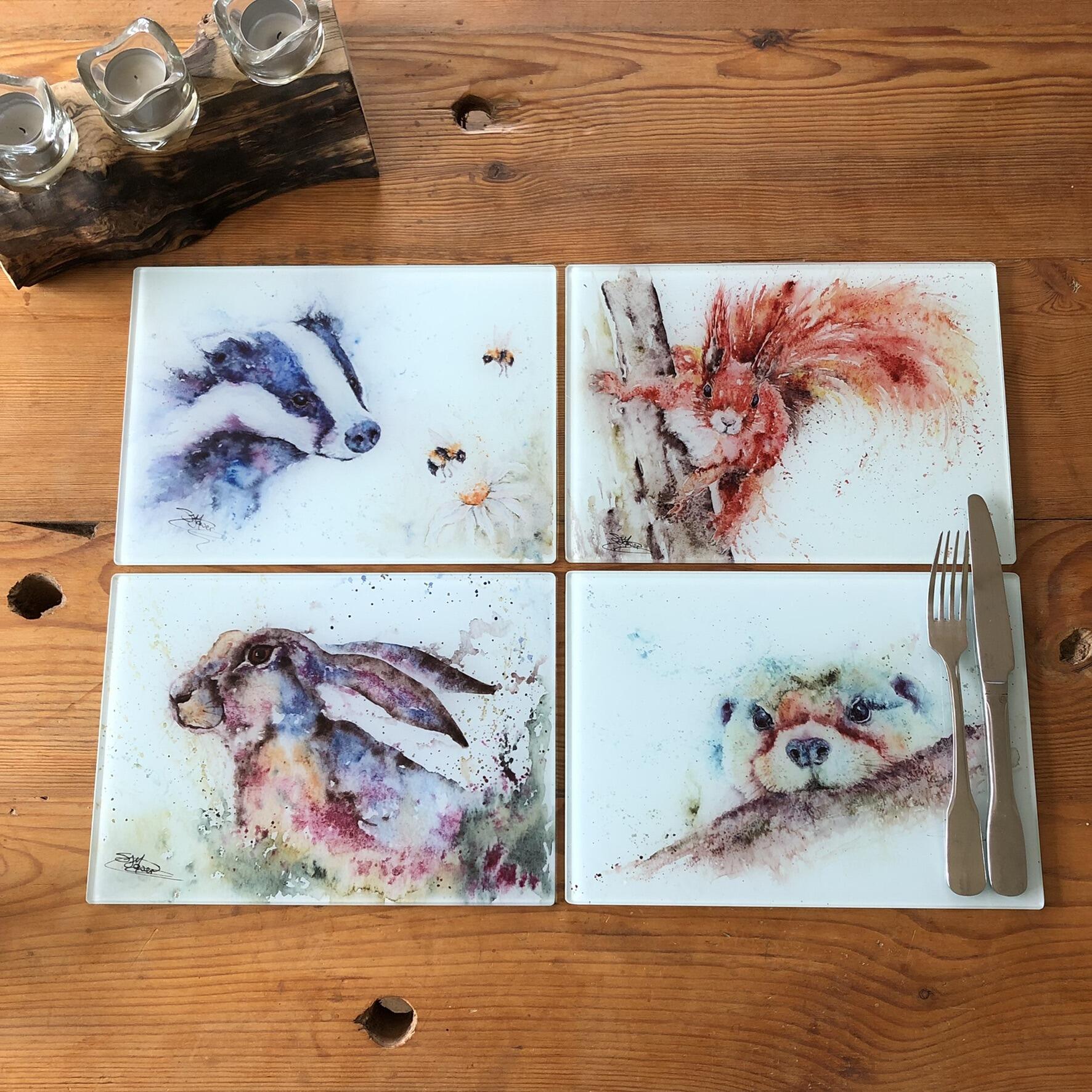 Sets of Glass placemats by Wildlife Artist Sandi Mower | Gekko Art ...