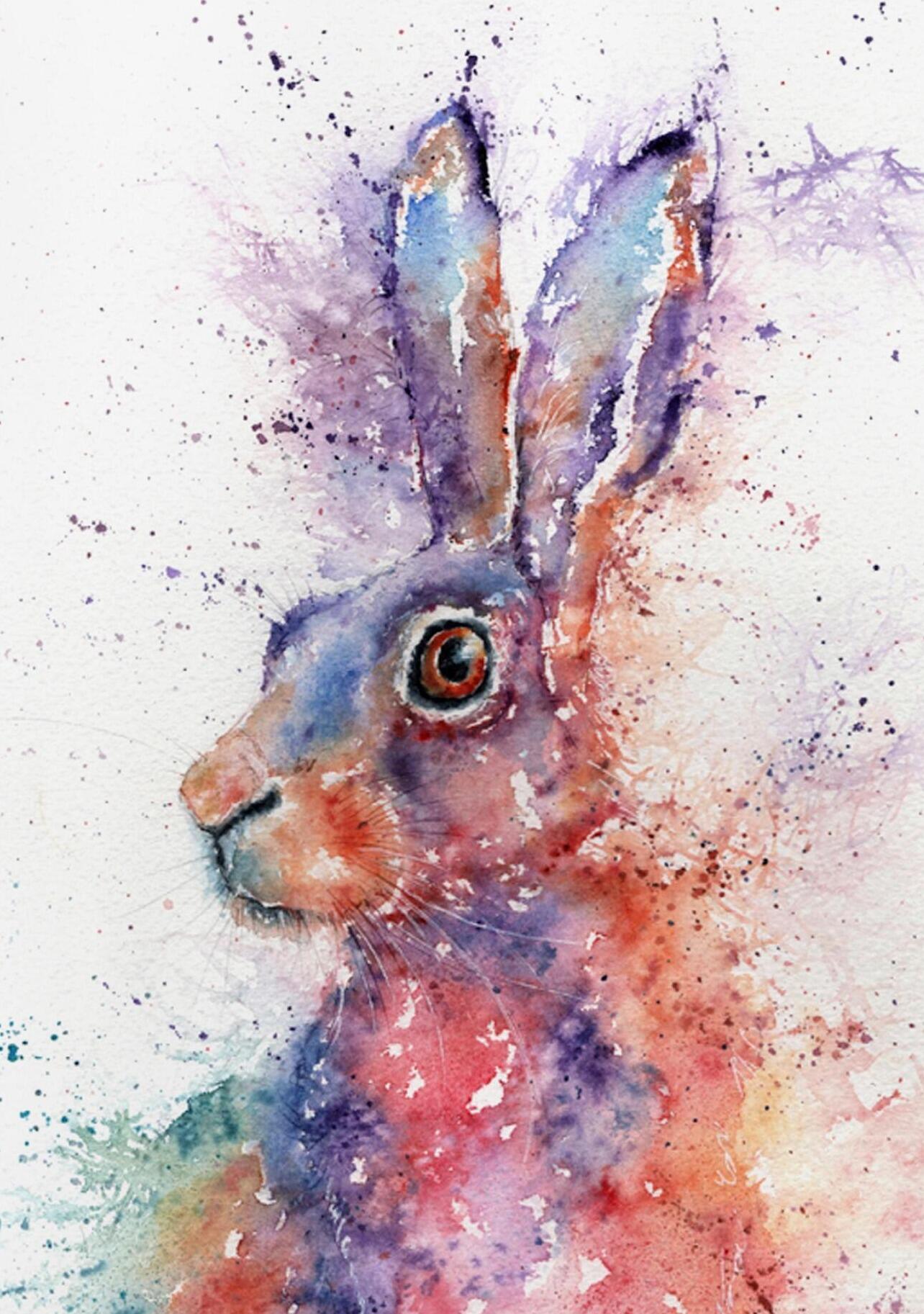 Hare Watercolour Ltd Edition Print | Wildlife Artist Sandi Mower | Lupin