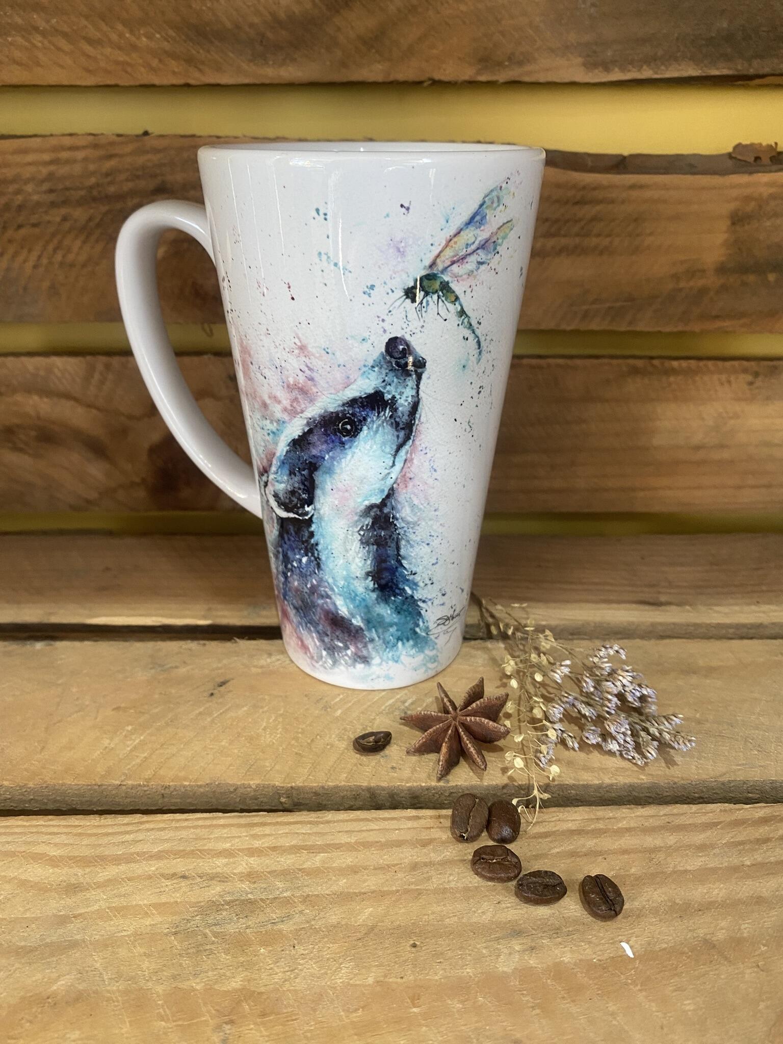 Badger Watercolour Latte Mug | Coffee Cups | Sandi Mower Watercolours