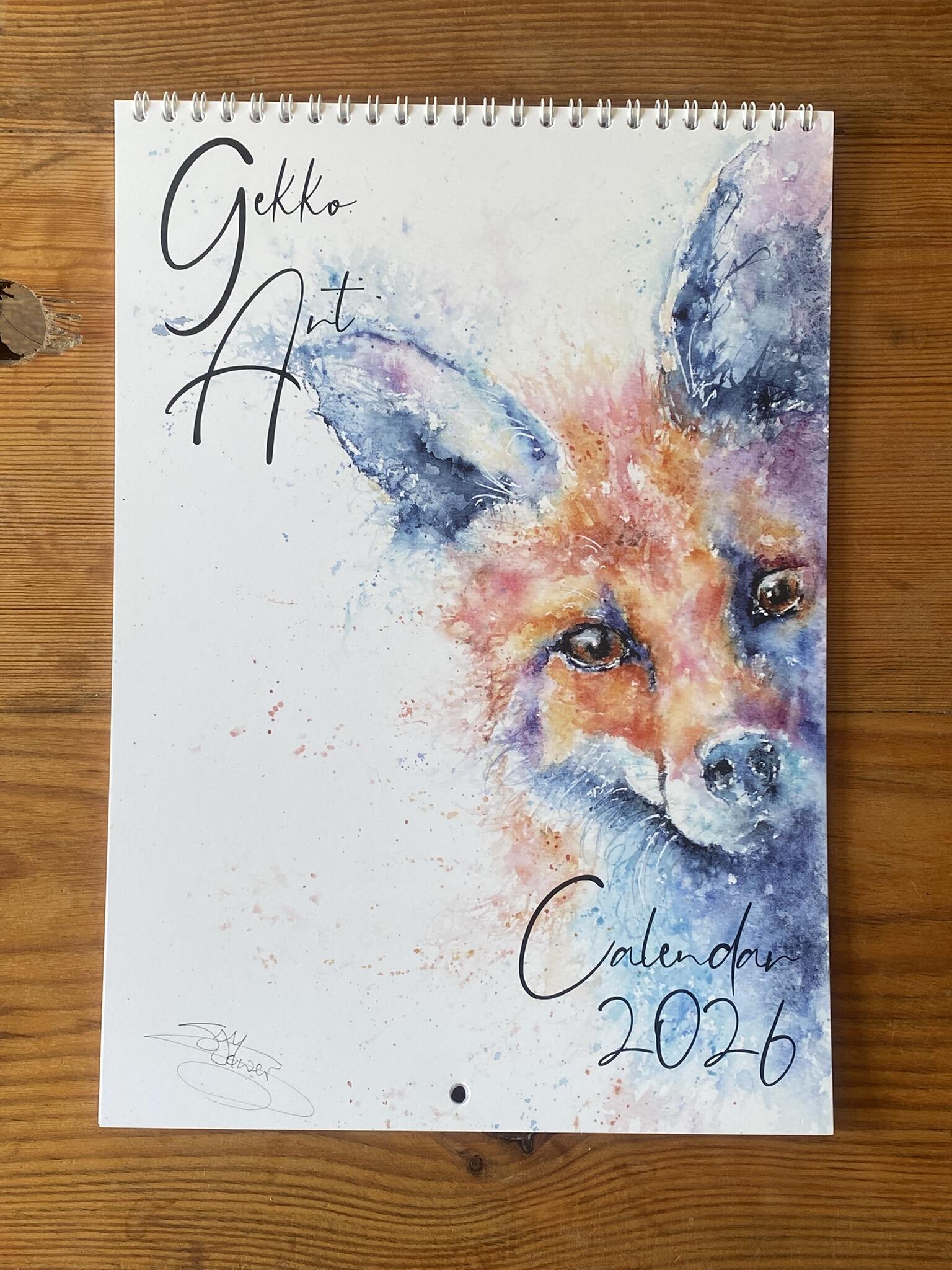 2026 Wildlife Art Calendar by Watercolour Artist Sandi Mower