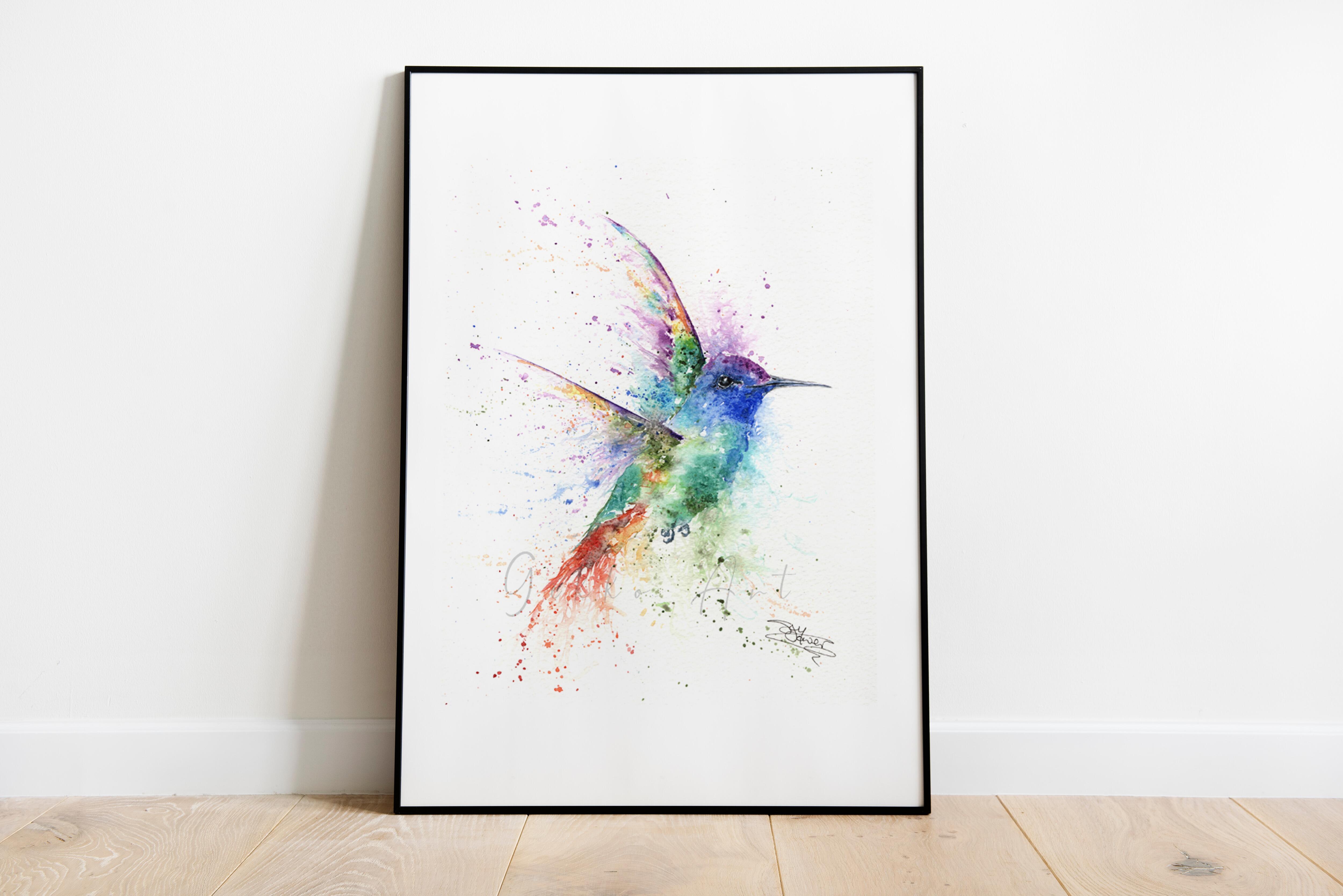Golden-Tailed Sapphire Hummingbird Watercolour | Limited Edition Print ...
