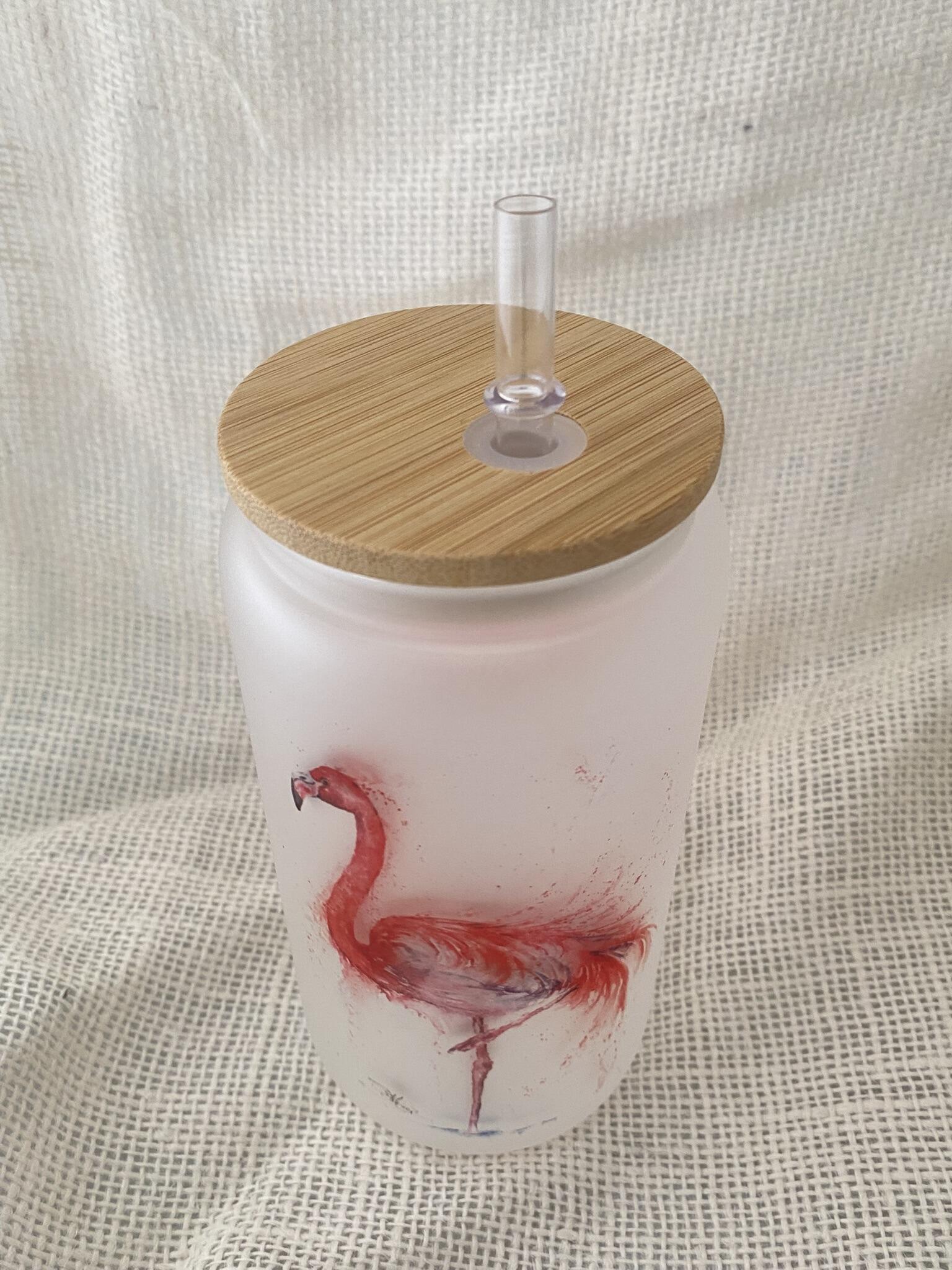 Flamingo Watercolour | Frosted Glass Tumbler | Gekko Art Gift Ware