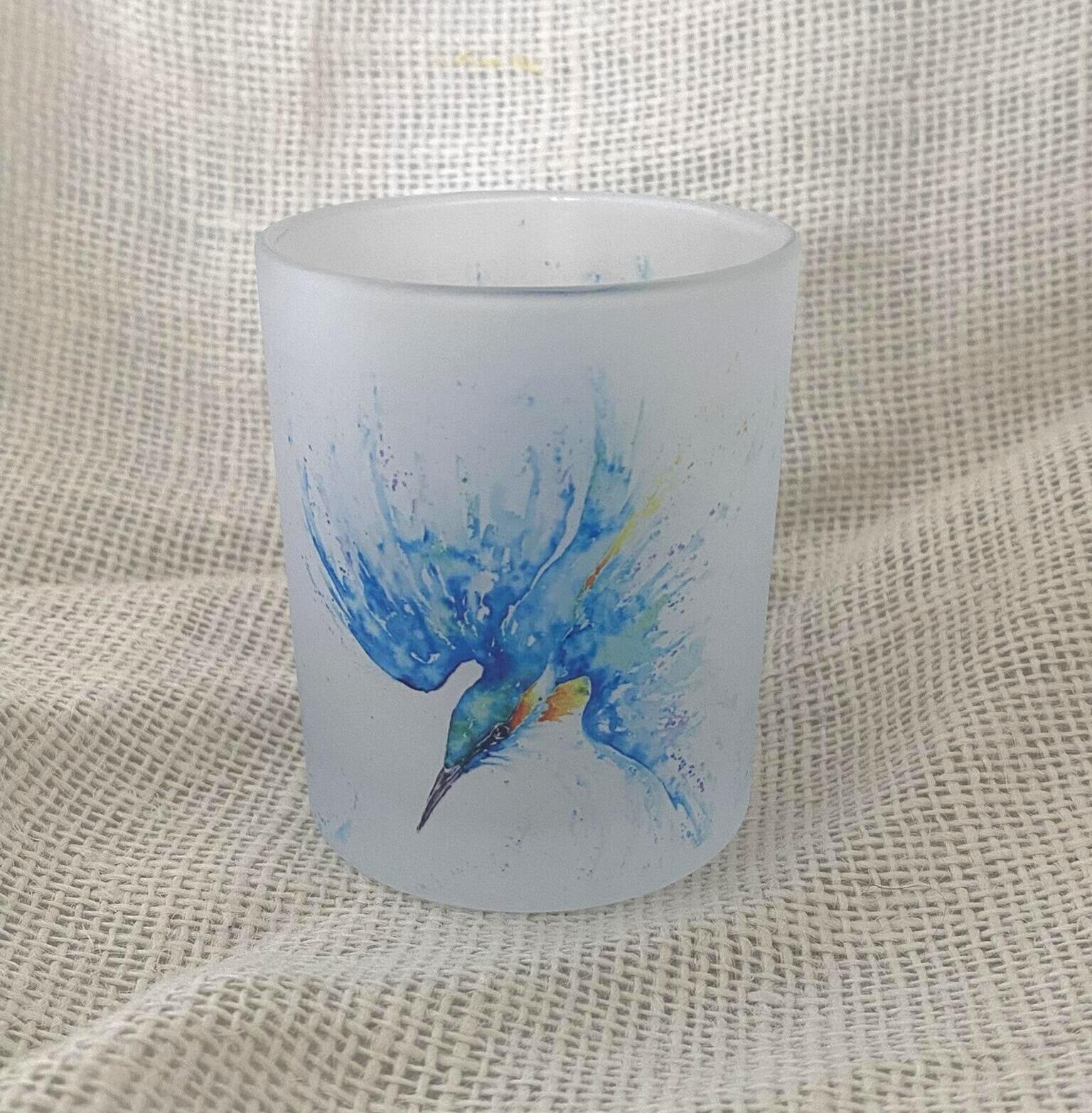 Kingfisher Whisky Glass | Lowball Tumbler | Wildlife Artist Sandi Mower