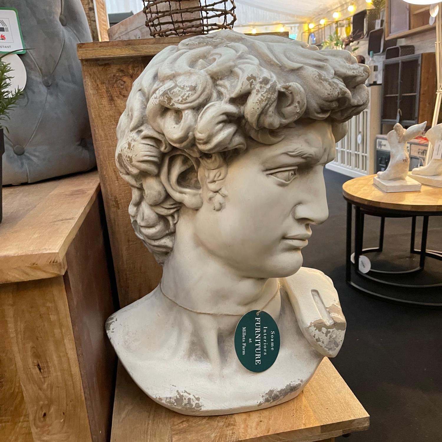 Antique White David Bust, Extra Large