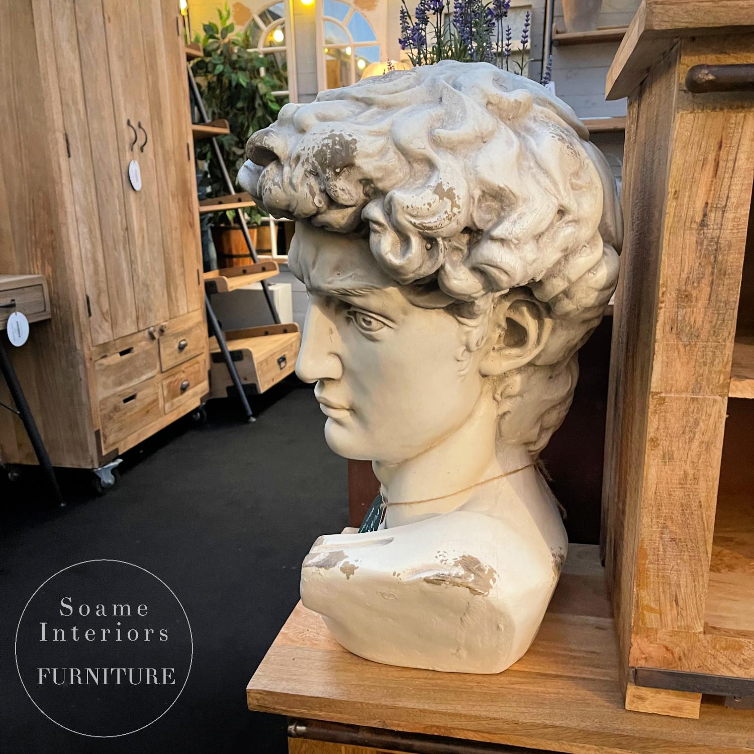 Antique White David Bust, Extra Large