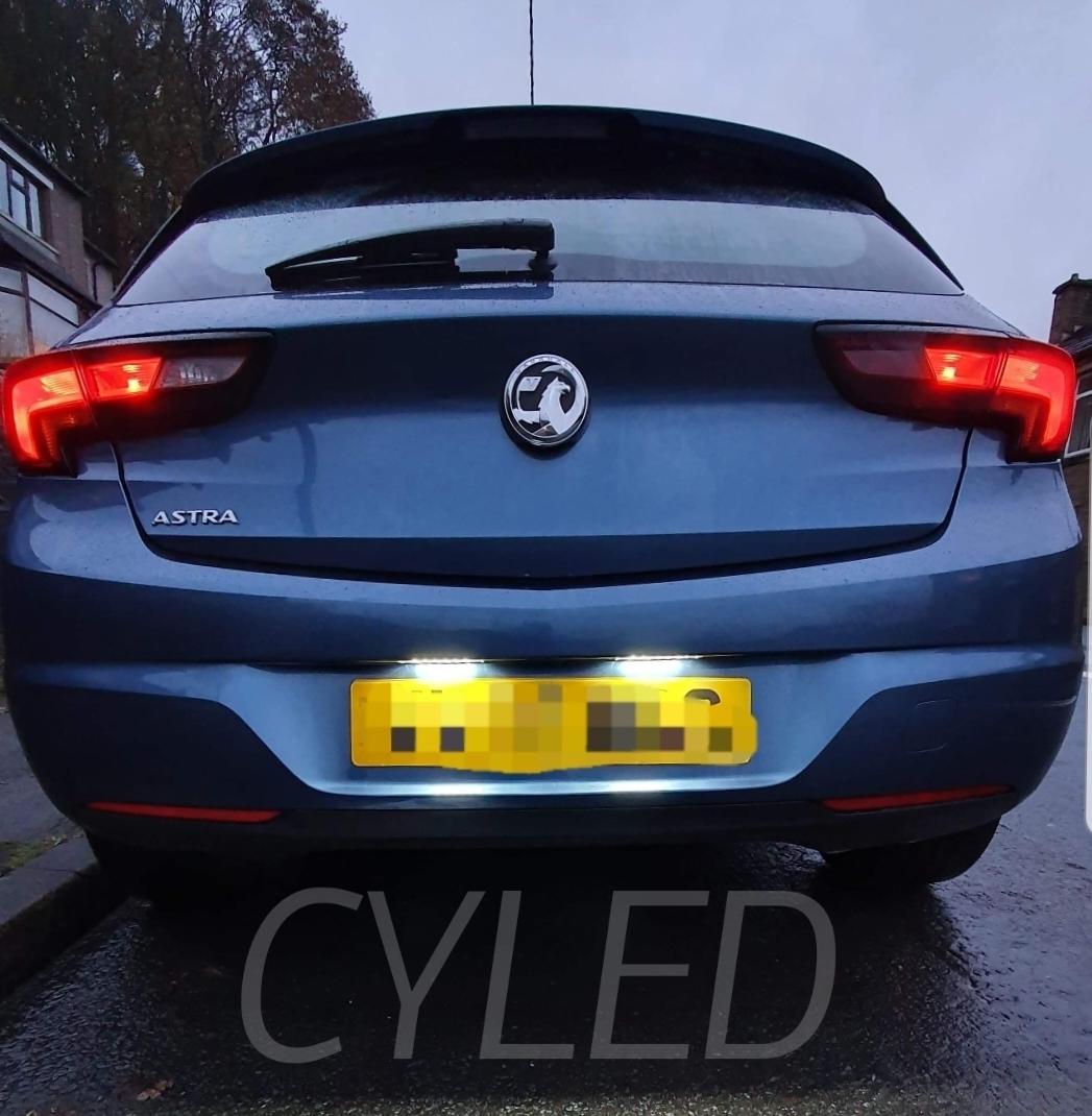 Vauxhall Astra K 5 Door hatch LED number plate units.