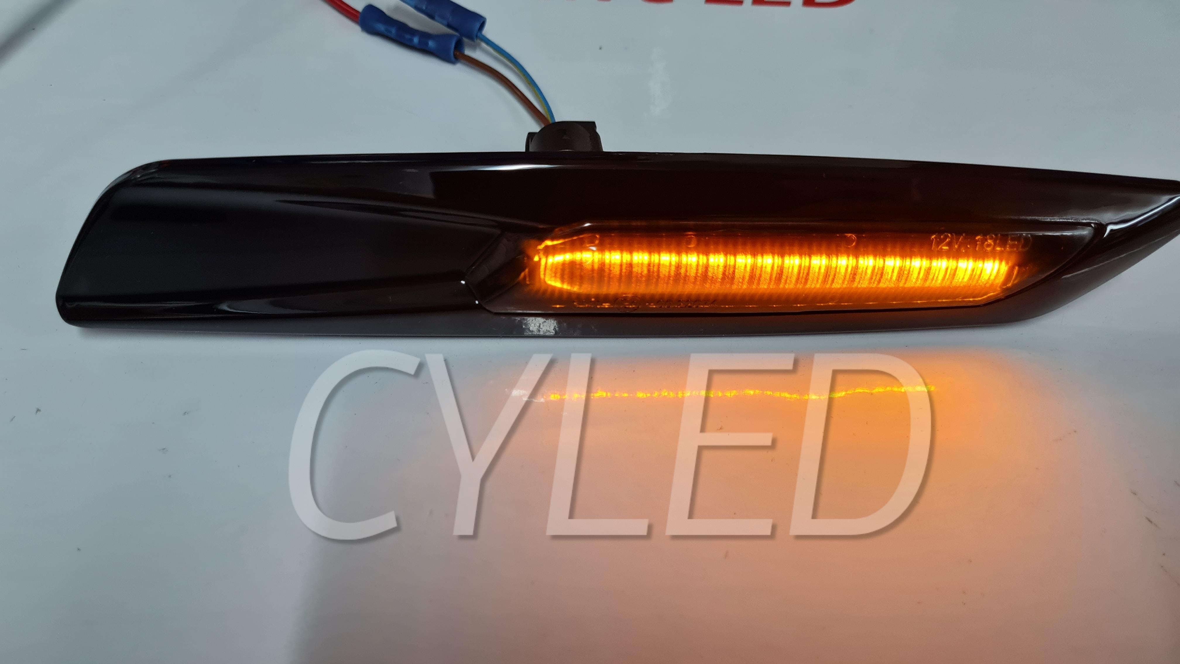 BMW F10 style Smoked LED side repeaters to fit E90, E91, E92, E93, E60 ...
