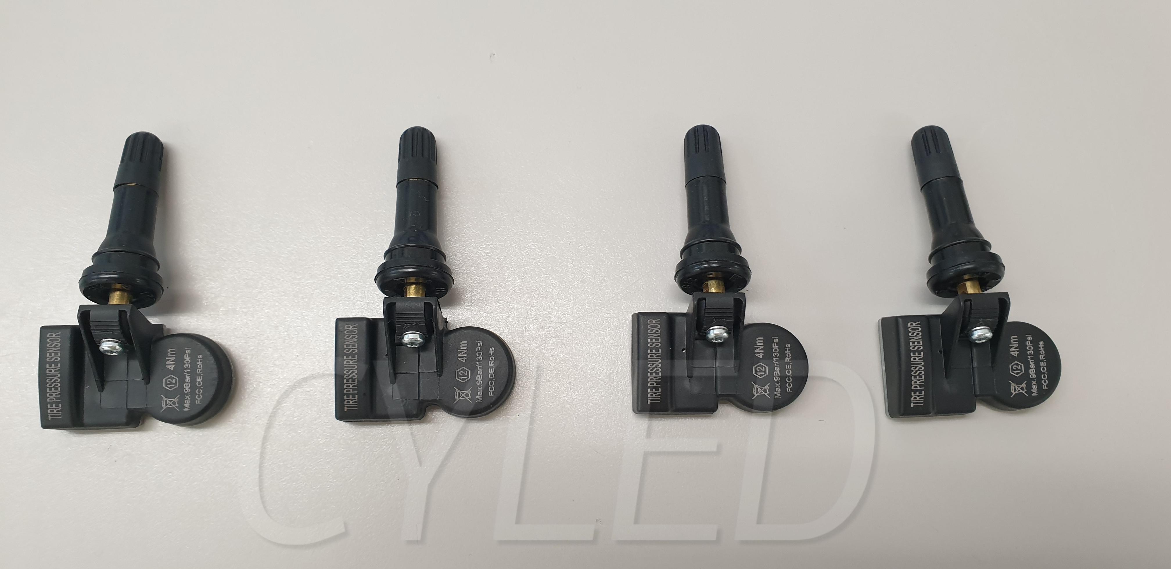 4x TPMS Valves Rubber Stem + Plastic Dust Cap