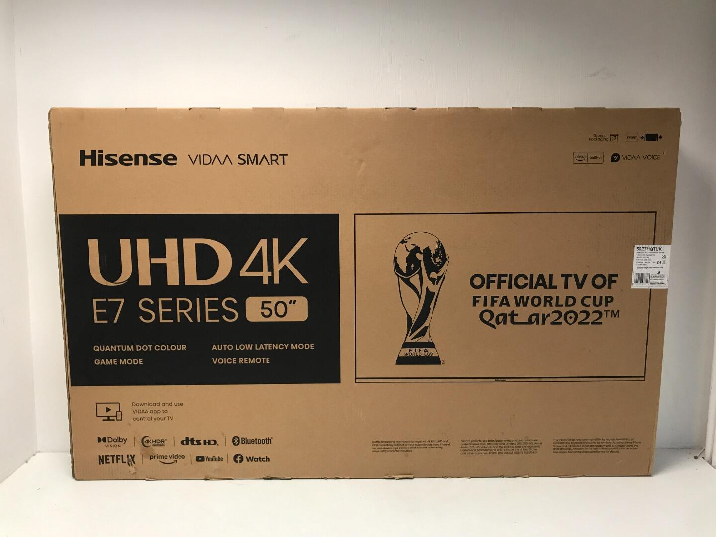 Hisense 50E7HQTUK 4K HDR Smart QLED TV (collection only)