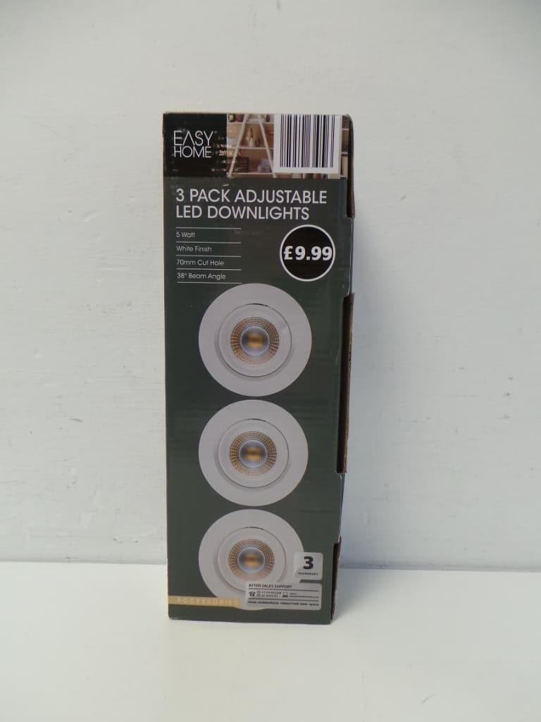 Easy Home Adjustable LED Downlights - 3 Pack