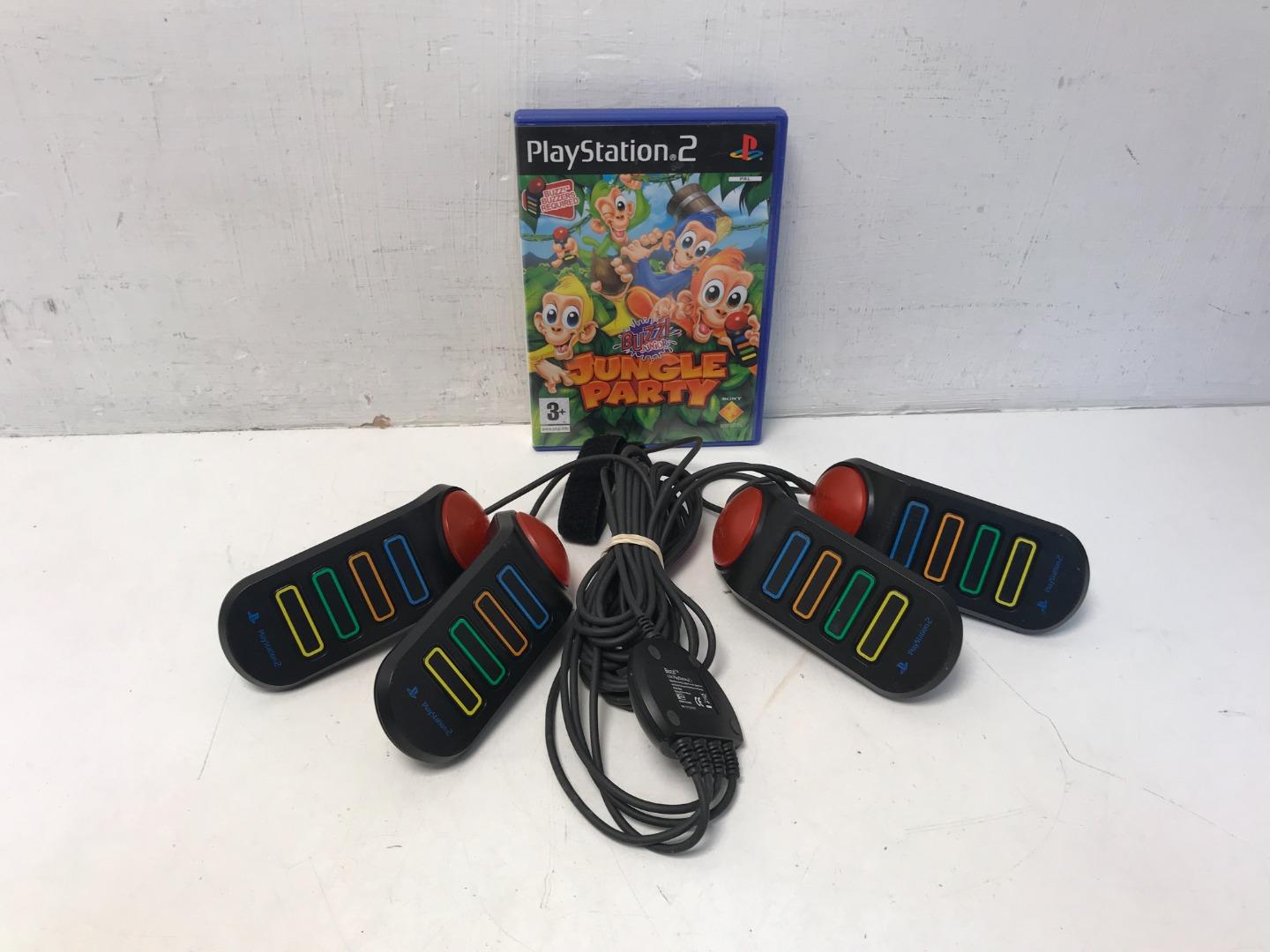 Buzz Junior Jungle Party PS2 Game and 4 Wired Buzzers
