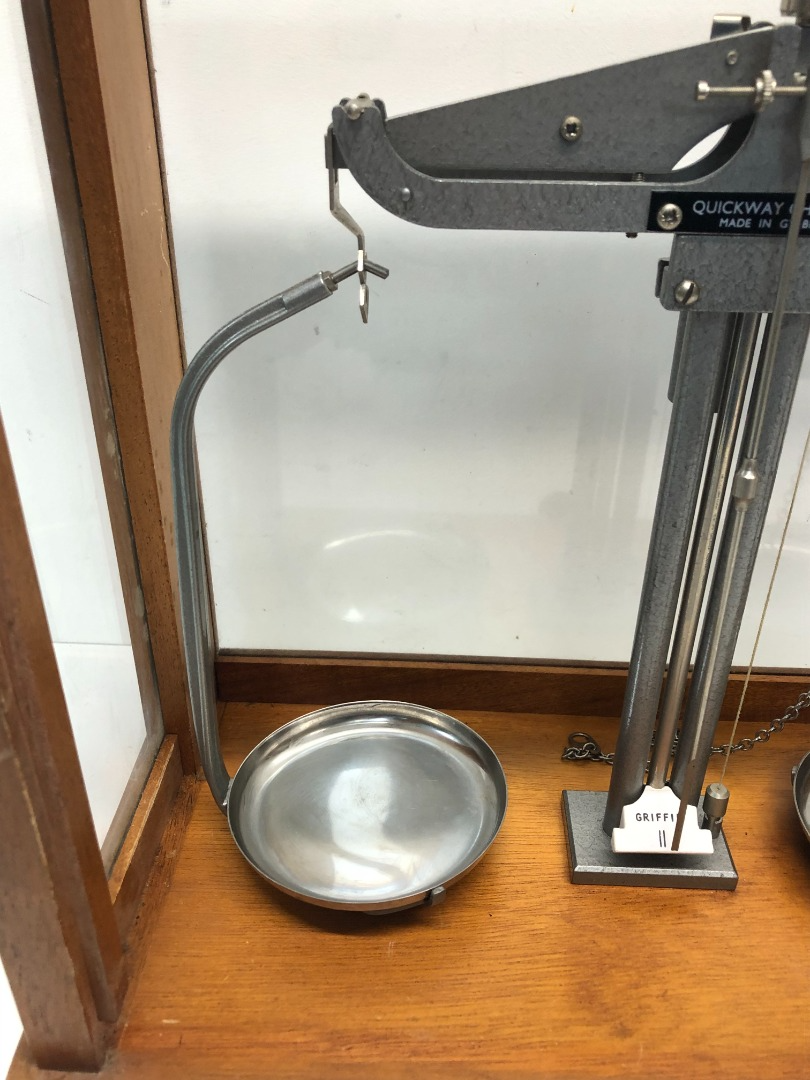 Griffin and George Glass Cased Scientific Apothecary Scales