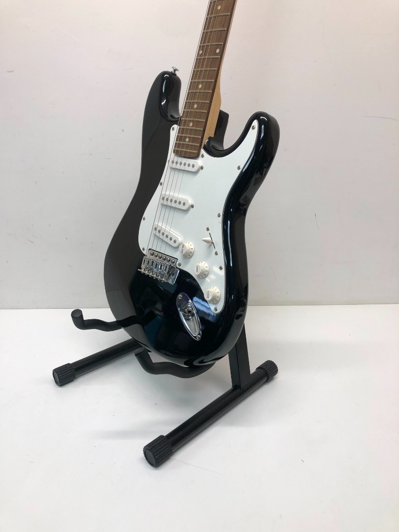 Encore Black Stratocaster Electric Guitar with Case